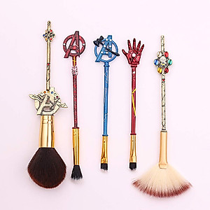 Makeup Brush 7pcs Set With Pouch, Magical Girl Platinum Gold Cardcaptor Sakura Cosmetic Brushes With Cute Pink Bag (Creative Marvel)