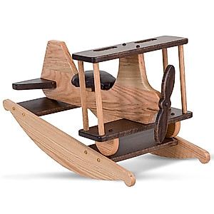 Amish Made Solid Oak Wood Children's Airplane Chair for Toddler - Perfect Rocking Chair for Kids - Children's Wooden Rocking Chair - Toddler Wooden Rocker - Ideal Baby / Kids Room Furniture