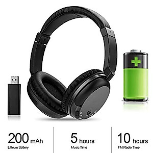 Comfortable Portable Wireless Headphones Hi-fi Stereo Multifunction for TV Over Ear Headset with FM Radio 2.4GHz Transmitter,RCA and 3.5mm Stereo Adapter