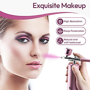 Airbrush for Nails Cordless Portable Airbrush Kit with Compressor 30PSI High-Pressure Rechargeable Air Brush Spray Machine with 0.3mm Nozzle for Painting Makeup Model Barber Cookie Cake (Pink)