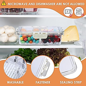 Wuoerr Snack Box Container, Portable Snack Box Container, Divided Serving Tray with Lid and Snackle Box, Clear Organizer for Veggie, Tray, Candy, Fruits, Nuts, Snacks (4 Compartments)