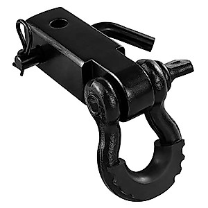 YIYITOOLS 2" Tow Hitch Receiver with 5/8" Screw Pin,3/4 Shackle,45000Lbs Break Strength Heavy Duty Receiver Kit Fit for Vehicle Recovery Off-Road