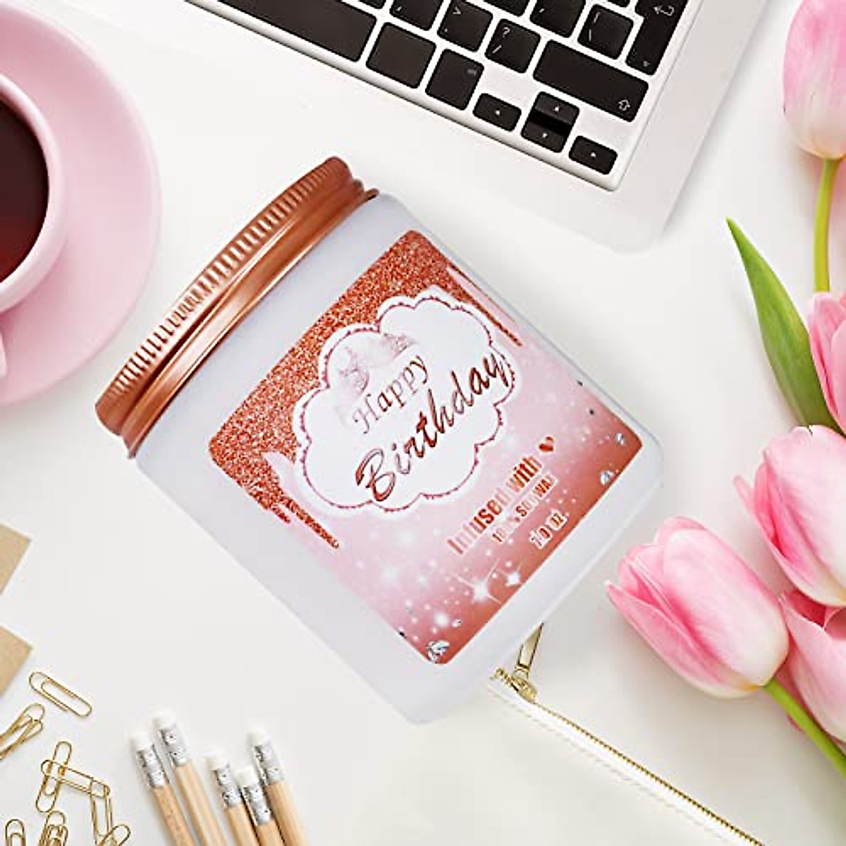 Vlipoeasn Happy Birthday Scented Candle Gifts for Her | Unique Gift for Best Friend Happy Birthday Hidden in Candle | Funny Soy Wax Candles Scents of Vanilla Gift Idea for Sister Mom Coworker 7OZ