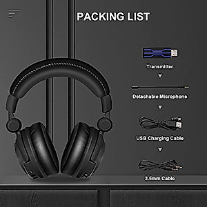 HUHD Wireless Vibration Gaming Headset for PS4,PS5,PC,Xbox and Switch 7.1 Surround Sound Headphones with Detachable Microphone