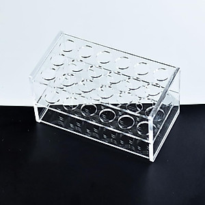 GSHLLO 18 Holes Acrylic Test Tube Holder Clear Test Tube Rack Tube Vial Holder Rack Make up Brushes Drying Rack Test Tube Display Stand for 10ml 15ml Test Tubes