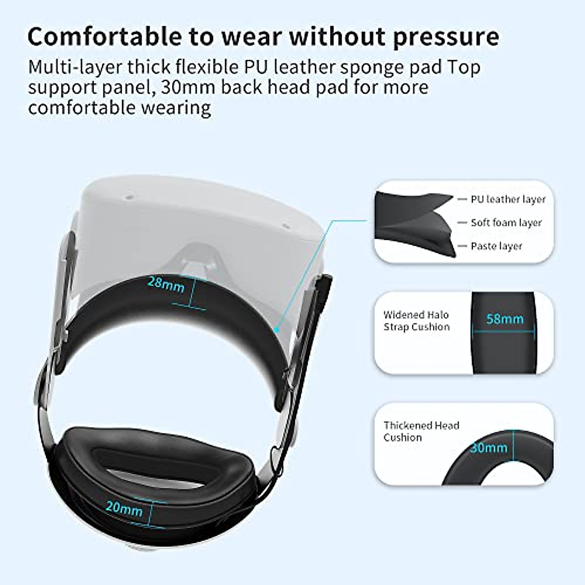 Head Strap for Oculus Quest 2, Meta Quest 2 Accessories Compatible with Quest 2, Replacement for Oculus Quest 2 Elite Strap,Adjustable Oculus Quest 2 Head Strap with Enhanced Support