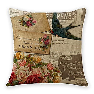 Couch Pillows for Iiving Room Set of 4,Brown and Blue Decorative Throw Pillow Covers 18x18 Inch Geometric Abstract Arts Linen Pillowcase Cushion Cases