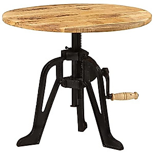 Modern end Table, Side Table, Decorative Table, Suitable for Living Room and Bedroom，Side Table 23.6" x(16.5"-24.4") Solid Wood Mango and Cast Iron