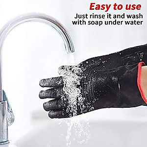 Rayocon BBQ Grill Gloves 932°F Heat Resistance Barbecue Grilling Gloves Smoker Kitchen Oven Mitts Cooking Gloves for Turkey Fryer/Smoking/Baking/Welding/Frying(14 INCH)