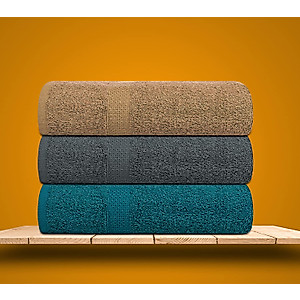 Textila Cotton Bath Towels - Medium Bath Towel 24x48 Inches - Pack of 4 - Multi Color - Soft and Absorbent Towels for Bathroom, Gym, Pool, Spa, Hotel, Home & Hair Wrap Use