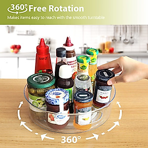 2 Pack Lazy Susan Organizer for Cabinet, Upgraded 11.5" Clear Lazy Susan Turntable with Handles and Raised Edge, Rotating Lazy Susan Spice Storage for Kitchen, Pantry, Refrigerator, Bathroom, Table