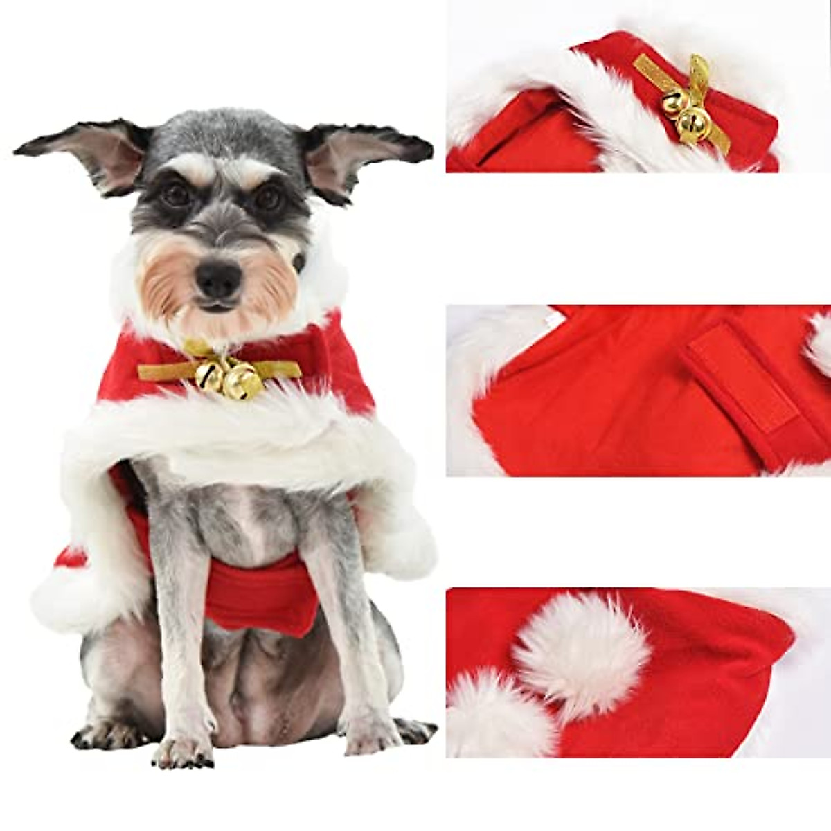 Christmas Dog Costume, Dog Christmas Snowflakes Cape Costume with Christmas Bells Winter Pet Cape New Year Dog Cloak Clothes Thick Funny Pet Costume Accessory for Christmas Decoration