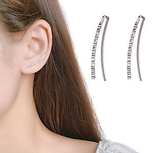 Rainify Silver Climber Earring, Handcrafted Hammered Ear Crawler, Sterling Silver Earrings