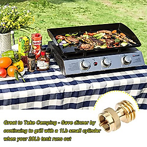 Guofulda Steak Saver 20lb to 1lb Propane Tank Adapter, Universal Propane Gas Grill Converter for Disposable 1''-20 Male Throwaway Cylinder Thread, for BBQ Grill Propane Tree Bottle