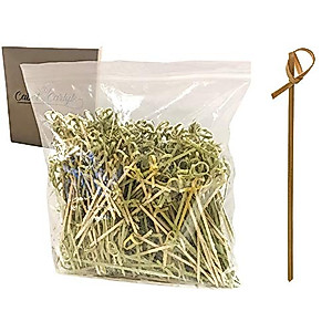 Cabot & Carlyle Bamboo Cocktail Picks 300 Pack 4.1 inch With Looped Knot Fancy Bamboo Toothpicks for Appetizers Cocktail Toothpicks Natural Bamboo Picks Bamboo Skewers 4 inch Long Toothpicks