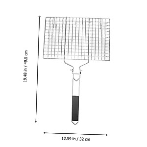 JEWEDECO 1pc Bbq Fish Rack Barbecue Fish Basket Bbq Grilling Basket Outdoor Grill Accessories Bbq Fish Holder Bbq Fish Basket Charcoal Grills Barbecue Grill Stainless Steel Grilled Shrimp