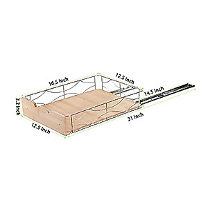 Coloch Pull Out Cabinet Organizer with Removable Hardboard, Heavy Duty Under Sink Slide Out Tray Shelf Storage Sliding Drawer Organizer for Pots, Jars, Kitchen, Pantry, Bathroom, 16.5x12.5x3.2 Inches