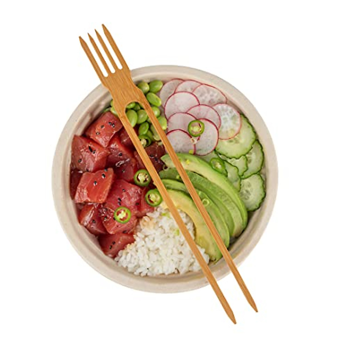 Restaurantware 10 Inch All-In-One Chopsticks With Fork 100 Multi-Functional Chopstick Utensil Combo - Durable Sustainable Bamboo Fork Chopsticks For Home Travel Or Take Out