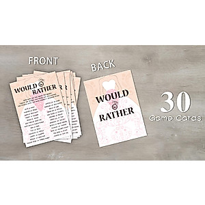 Huastatewolf Bridal Shower Game Cards, Would She Rather Game, Brid with Holding Flowers Pink Engagement Party Cards for Wedding, Set of 30 Cards(Dress003)