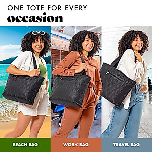 Fit + Fresh Metro Tote, 2-In-1 Laptop Bag for Women, Dual-Compartment Tote Bag with 15" Laptop Section & Insulated Cooler for Lunch, Perfect Work Bag, School Bag, Travel Purse & More, Black