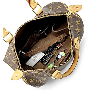 AlgorithmBags Purse Organizer Insert | designed for Louis Vuitton LV Speedy 30 35 40 25 | Luxury Liner Shaper Divider (35, Brown)