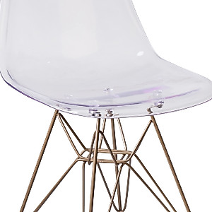 BizChair Ghost Chair with Gold Metal Base