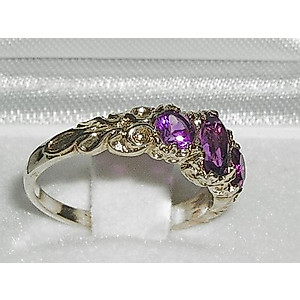 LetsBuyGold 925 Sterling Silver Natural Amethyst Womens Promise Ring - Size 6.5