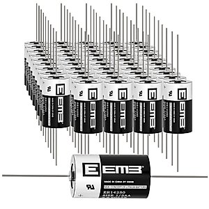 EEMB 50Pack ER14250 1/2AA 3.6V Lithium Battery with AX Solder Tabs Li-SOCL₂ Non-Rechargeable Battery XL-050F SB-AA02 LS14250 TL-5902 TL-2150 for Slot Machine/Game chip Board