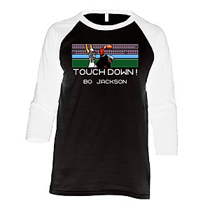Bo Jackson Tecmo Bowl Tochdown Football Video Game T Shirt M Black/White