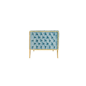 Manhattan Comfort Vector Mid Century Modern Velvet Upholstered Living Room Loveseat, 81.5", Ocean Blue