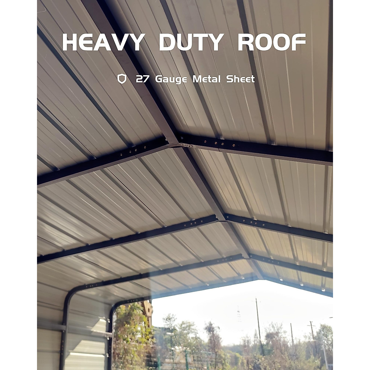 GAOMON 13' x 21' x 10' Metal Carport, with Heavy Duty Galvanized Steel Roof and Reinforced All-Metal Frame, Permanent Shelter for Agricultural Machinery, Carport for Cars, Boats, Trucks, and Tractors