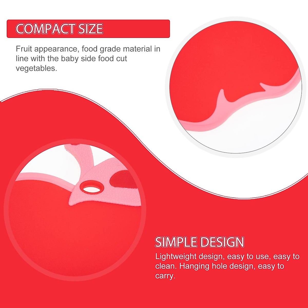 SHERCHPRY Red Apple Serving Board, Fruit- shaped Cutting Board with Easy Grip Handle, Plastic Kitchen Chopping Board