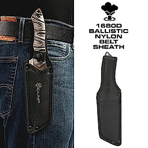 Reapr 11012 JAMR Knife with Sheath, 11-Inch Overall Length, Cleaver Knife, Tactical Fixed Blade Knife with Tanto Blade, Drop Point Knife, Stainless Steel Knife, Silver