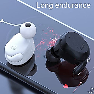True Wireless Business Bluetooth5.0 Earbuds,Mini in-Ear Noise Canceling Monaural Premium Fidelity Sound Headphones Fast Pair Earphone Sports Headset for Office, White
