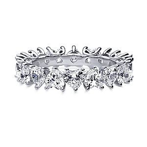 BERRICLE Sterling Silver Heart Wedding Rings Cubic Zirconia CZ Anniversary Eternity Ring for Women, Rhodium Plated Size 8