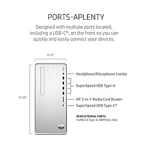 HP Pavilion Desktop PC, AMD Ryzen 7 5700G, 16 GB RAM, 512 GB SSD, Windows 11 Pro, Wi-Fi 5 & Bluetooth Connectivity, 9 USB Ports, Wired Mouse and Keyboard Combo, Pre-Built Tower (TP01-2022, 2021)