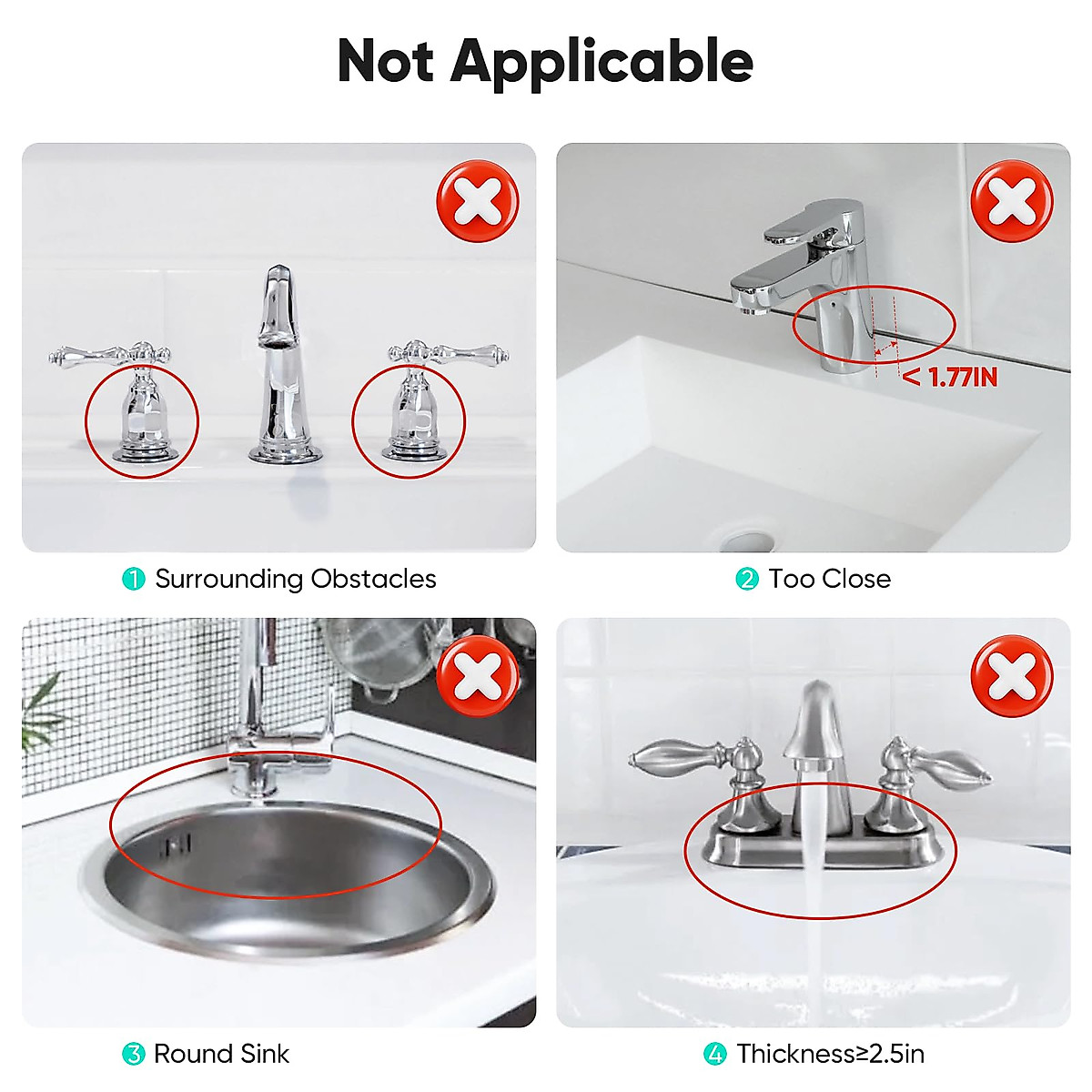 24 Inch Longer Faucet Mat for Kitchen Sink [5°Slope Fast Self-draining]Bathroom Kitchen Sink Splash Guard Silicone Sink Faucet Mat Splash Guard Kitchen Sink Area Tidy Splash Faucet Guard Draining Mat