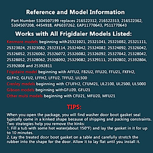 White Freezer Door Seal Gasket 5304507199 Replacement Part AP6037262 Compatible with Frigidaire Refrigerator, Replaces 5304507208, 216522312, 216522362, 216522313, 4454918, PS11770643, 65.8” by 31.5”