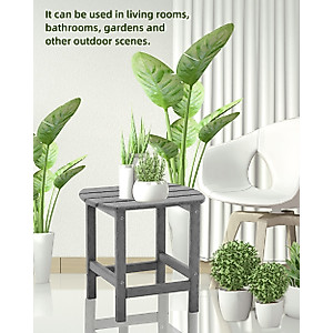 Adirondack Side Table, Outdoor Side Table Weather Resistant HDPE Small Patio Table for Indoor Outdoor (Oval Table, Grey)