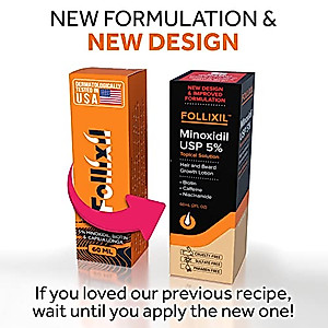 5% Minoxidil for Men and Women Lotion - 1 Month - Hair Growth Serum with Biotin, Caffeine and Niacinamide - Hair Regrowth Treatment For Stronger, Thicker Longer Hair - Stops Hair Thinning