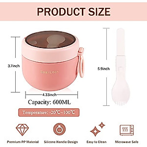 Overnight Oats Containers with Lids, 20oz Portable Overnight Oats Jars with Spoons, Leak-proof Plastic Yogurt Jars, Oatmeal Container for Yogurt Breakfast On The Go Cups, Dessert Snack Containers