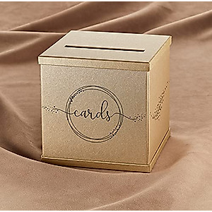 Hayley Cherie - Gold Gift Card Box with Black Foil Design- Textured Finish - Large Size 10" x 10" - For Wedding Receptions, Baby & Bridal Showers, Graduations, Birthdays, 21st Parties, Money