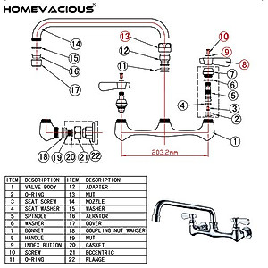 Utility Sink Faucet Wall Mount Commercial Faucet Kitchen Laundry 8 Inch Swivel Spout 2 Dual Handle Restaurant Industrial Chrome Mixer Tap No Lead by Homevacious