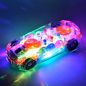 ABK Transparent Toy Car - with Visible Colored Moving Gear System, Light and Sound Transparent Electric Car Toy Light Music LED Light Effects (Sport Car)