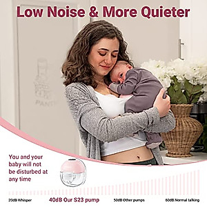 TSRETE Breast Pump, S23 Double Wearable Breast Pump Portable Hands-Free, Electric Breast Pumps with 3 Modes 12 Levels, Low Noise, LCD Display, All-in-One Wearable Pumps for Breastfeeding, 24mm-Pink