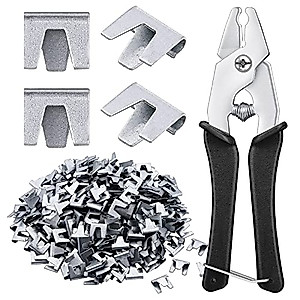 300 Pieces Wire Cage Clips with 1 Piece Wire Cage Buckle Snap Plier for Bunny Chicken Pet Dog Cat Cage(Black)