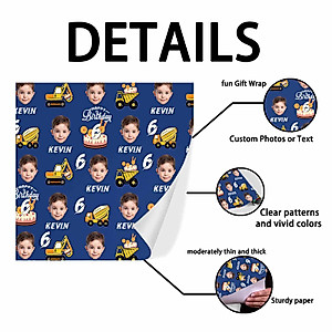 Jaydouble Custom Birthday Wrapping Paper with Name Personalized Wrapping Paper for Kids Boys Girls Construction Truck Gift Wrap Paper for Baby Shower Birthday Party Holiday 1Roll