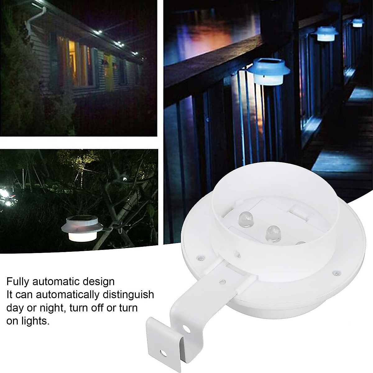 Fdit 3LED Solar Power Eaves Light White Solar Outdoor Wall-Mounted Lighting Lamp for Home Garden