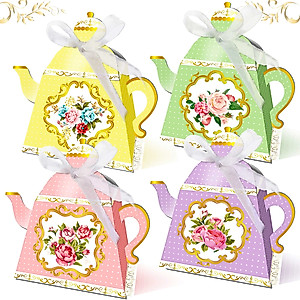 LaVenty 12 PCS Floral Tea Party Favor Bags Lets Partea Party Supplies Lets Partea Party Favor Boxes Tea Party Party Supplies Tea Party
