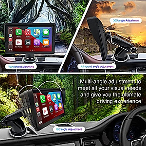 EZoneTronics New GPS Navigation for All Cars, Portable Apple Carplay and Wireless Android Auto Support Dash or Windshield Mounted, Mirror Link/GPS/FM/Siri/Google
